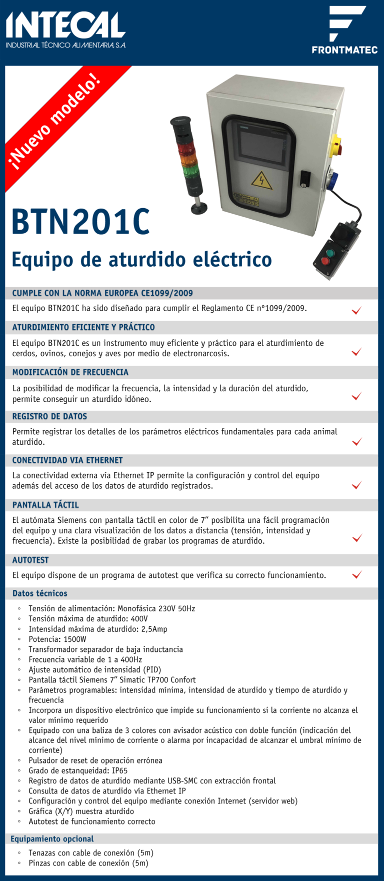 New electric stunning system BTN201C - Intecal